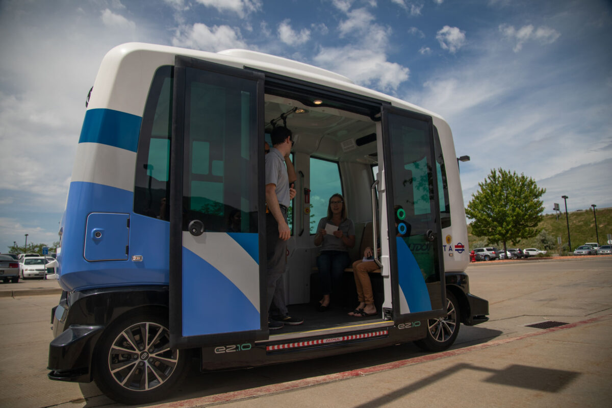 State’s driverless, robot shuttle debuts at Farmington’s Station Park ...